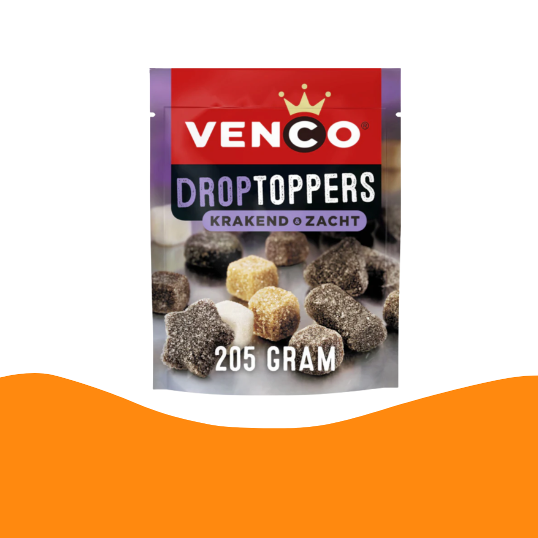 Venco Droptoppers Krakend Zacht / Dutch Licorice (215 gram) – The Dutch ...